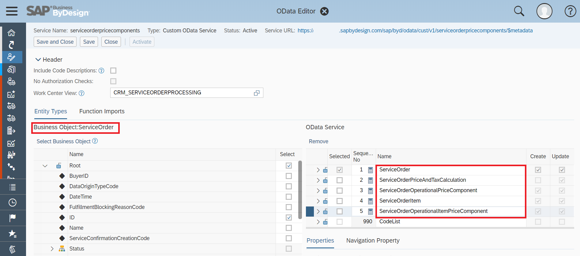 OData Example: Create Update Delete Price Components of Service Order ...