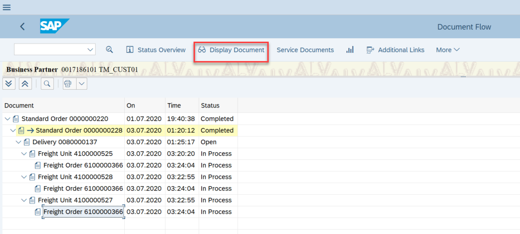 SAP Transportation Management: Documents in Sales Order Flow