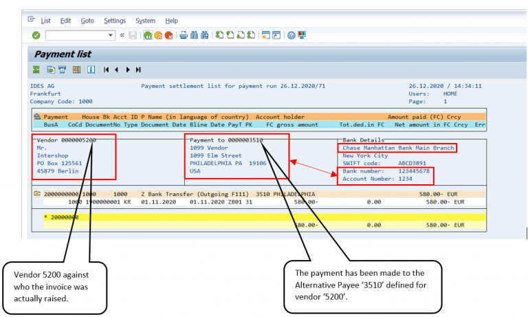 Alternative Payee vs Alternative Payee In Document