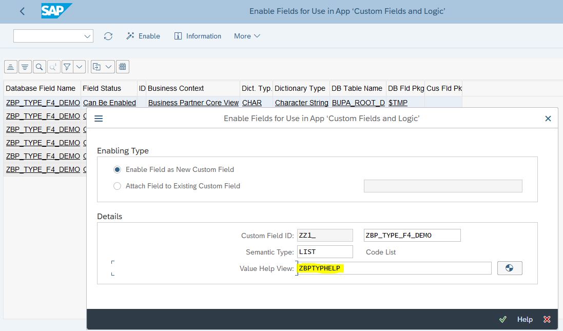 F4 Help for custom fields created using Custom Fields & Logic – InApp Extensibility - ERP Q&A