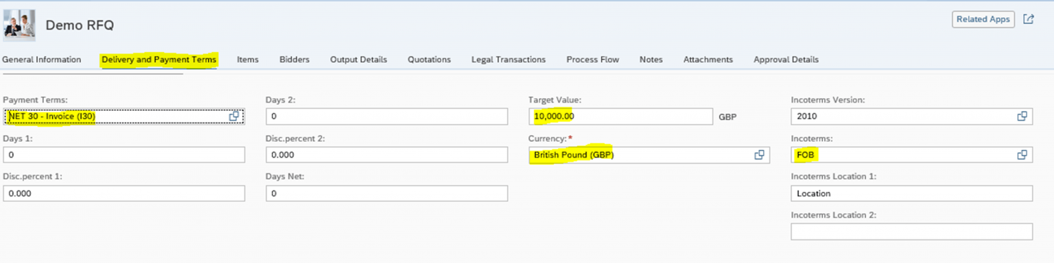 Request for Quotation Process in SAP S/4 Hana