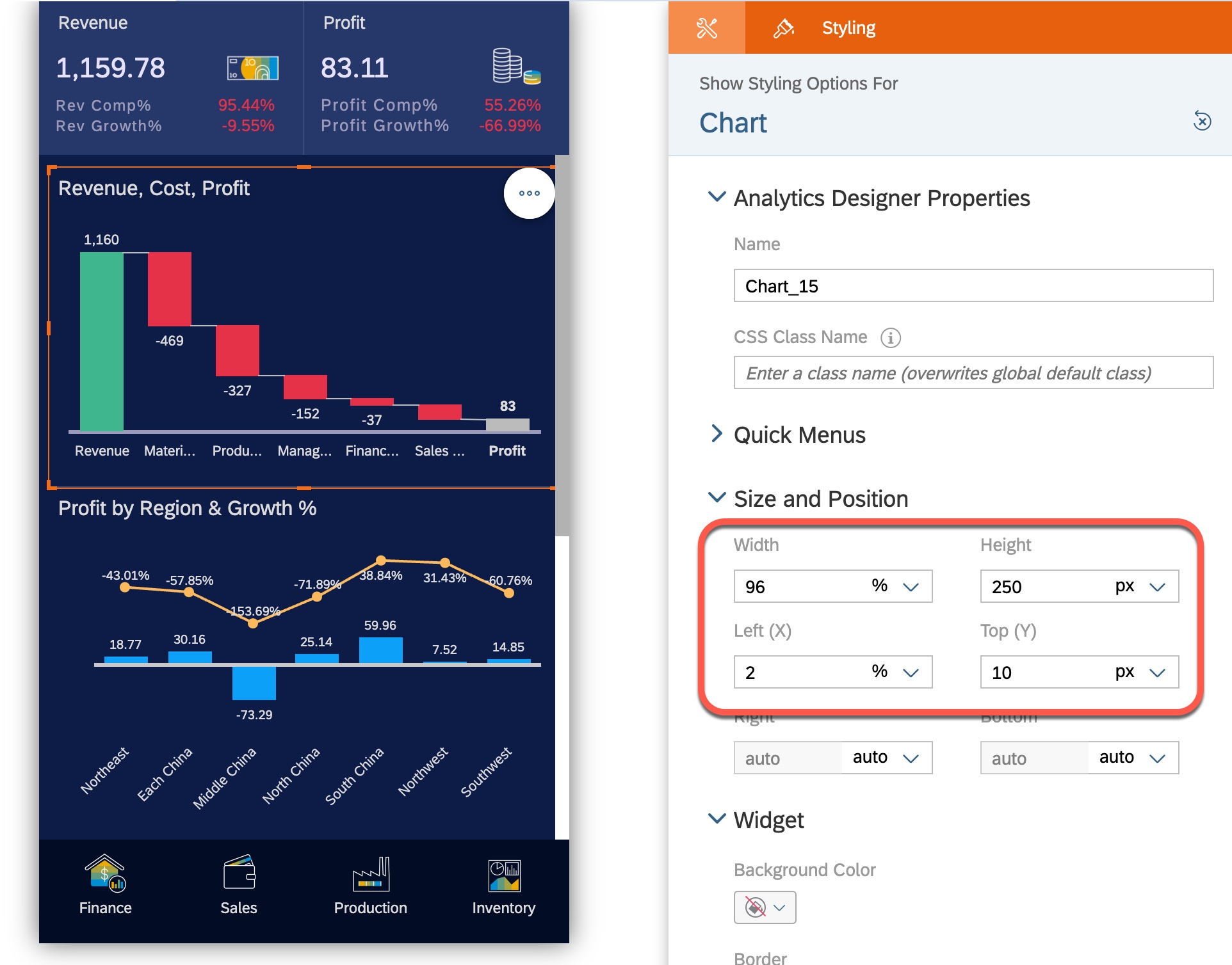 Design a dedicated mobile dashboard by using SAC Analytics Designer
