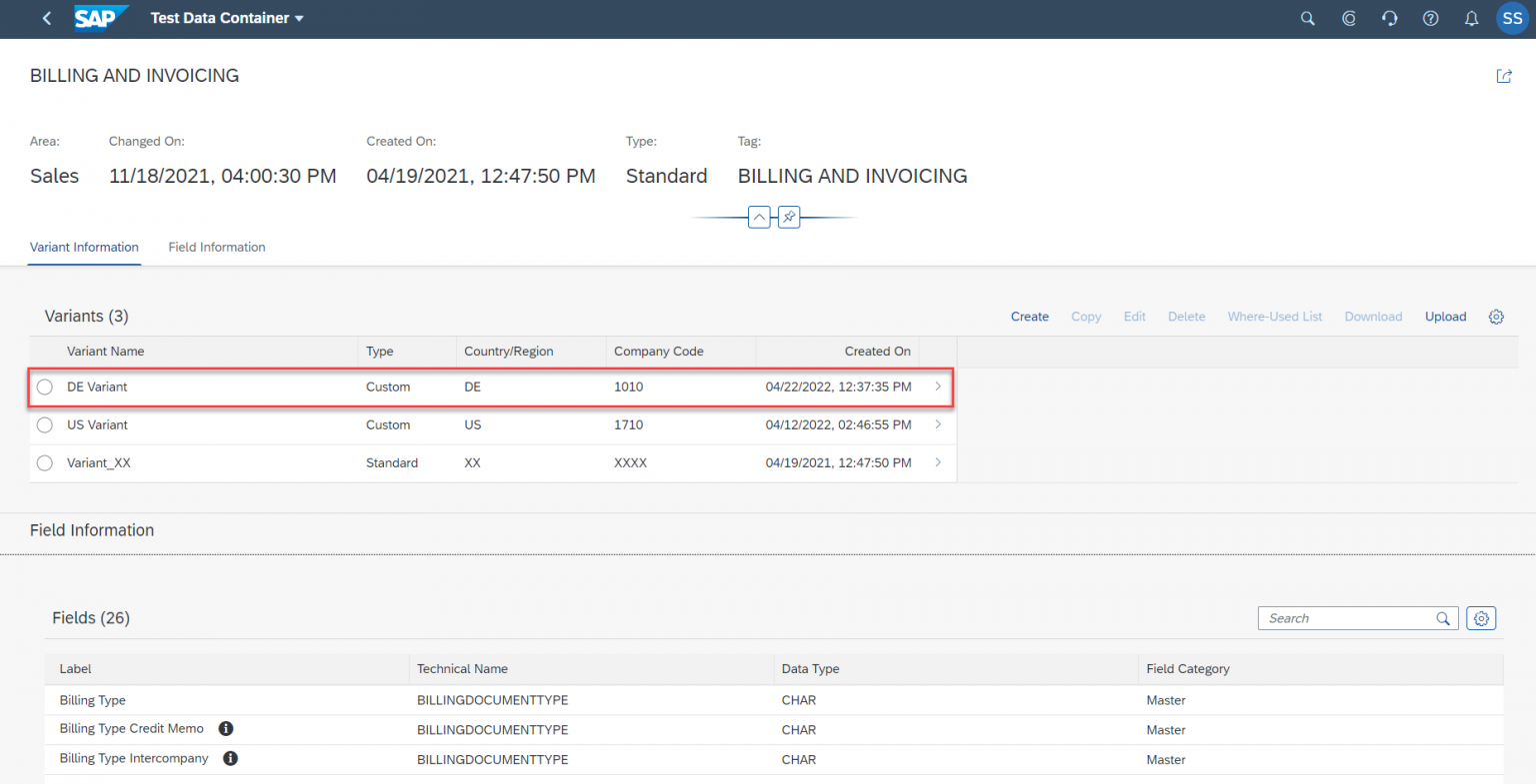 SAP S/4HANA Cloud Test Automation Tool- Test Data Container: Features ...