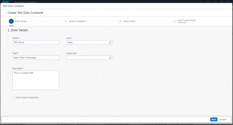 SAP S/4HANA Cloud Test Automation Tool- Test Data Container: Features