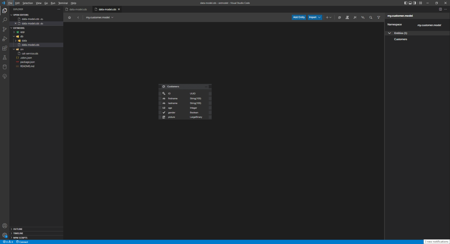 Importing an external data model using CDS Graphical Modeler for Visual Studio Code - ERP Q&A