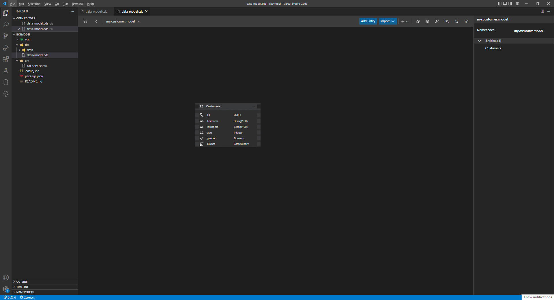 Importing an external data model using CDS Graphical Modeler for Visual Studio Code - ERP Q&A