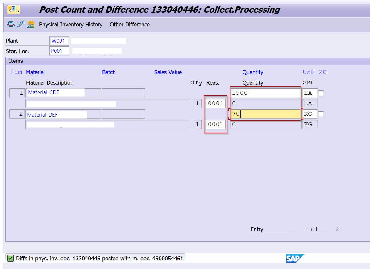 Compare Physical Inventory IM – WM – EWM