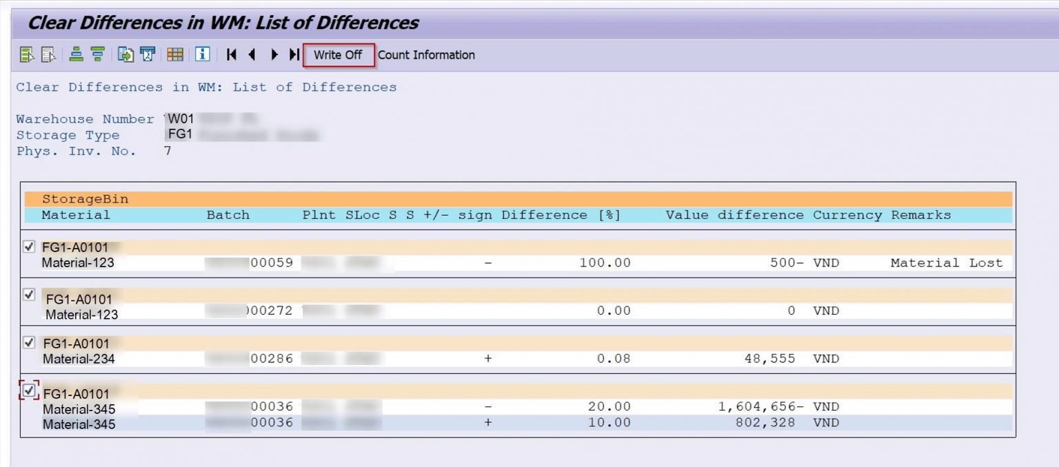Compare Physical Inventory IM – WM – EWM