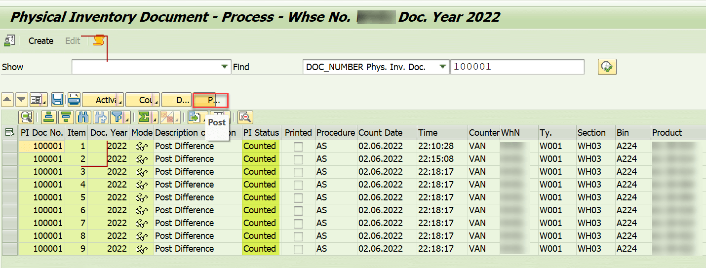 Compare Physical Inventory IM – WM – EWM