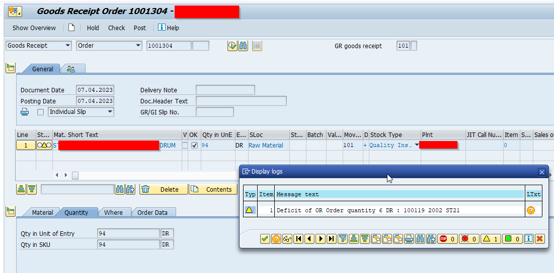 Overdelivery and Underdelivery Tolerance for Production Orders
