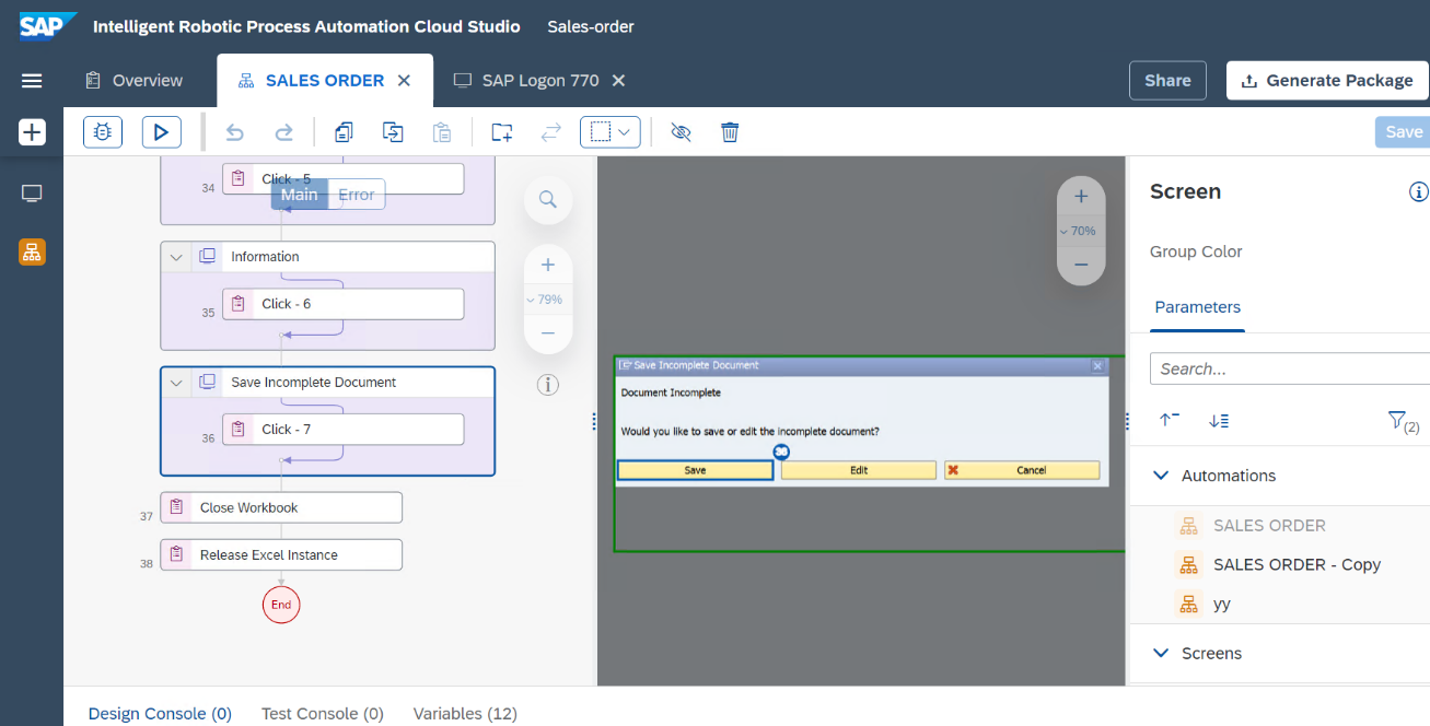 Sales Order Creation With Sap Intelligent Rpa Integrating Sap With