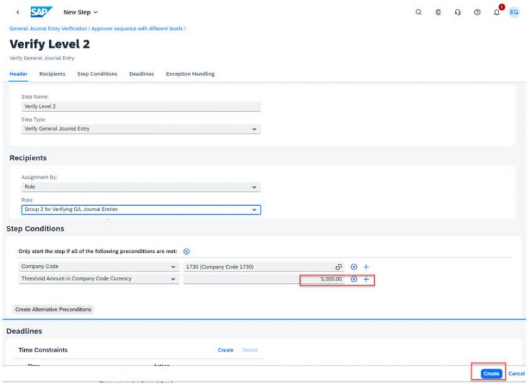 Workflow to Verify General Journal Entries per Level by Amount