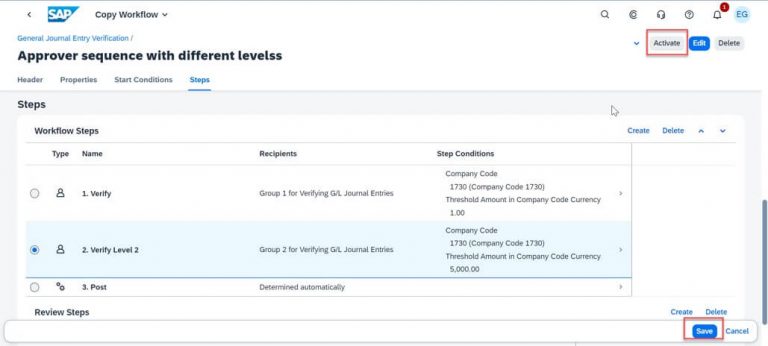 Workflow to Verify General Journal Entries per Level by Amount