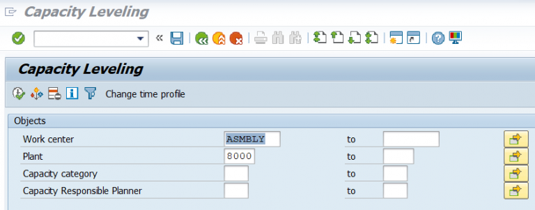 Capacity leveling Overall profiles – Configuration
