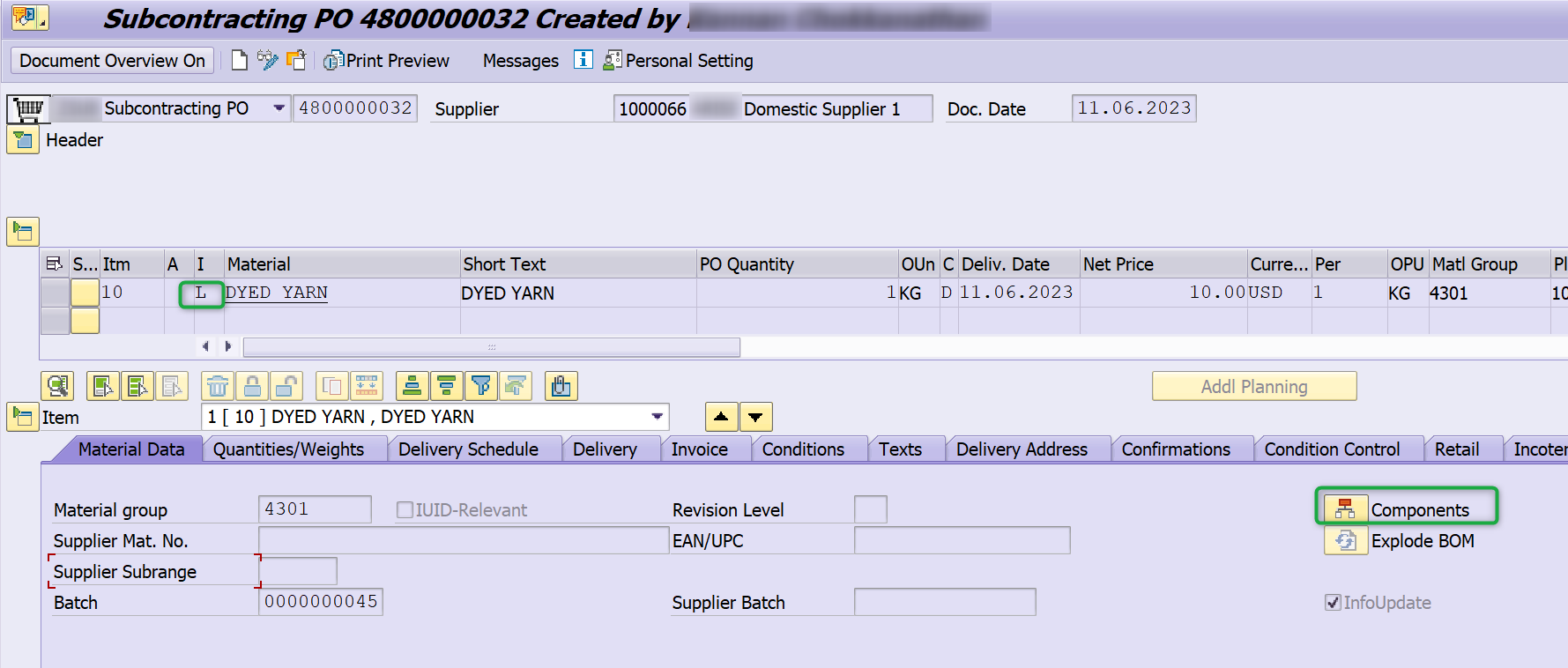 Subcontracting Process in SAP Extended Warehouse Management