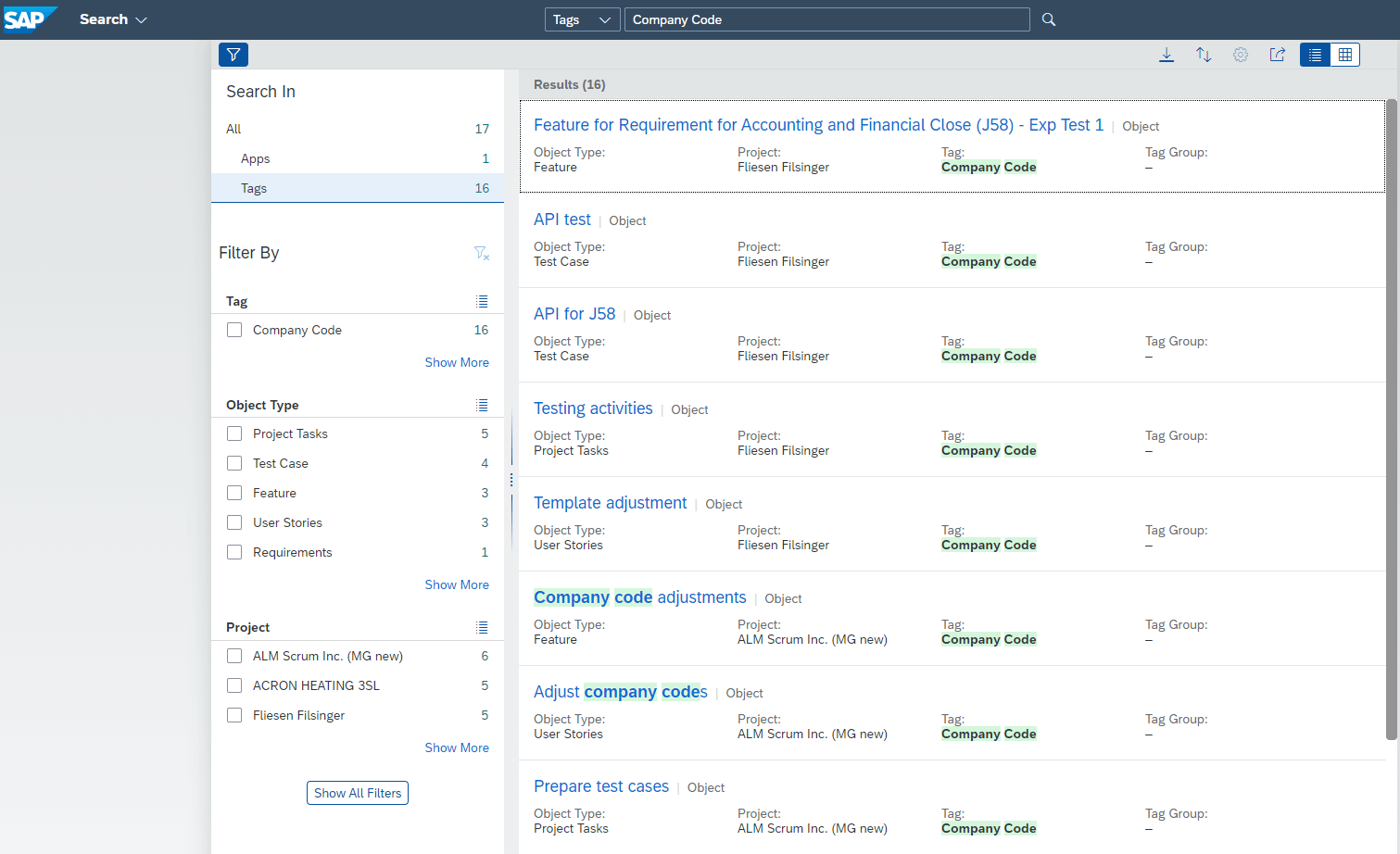 Tag Search in SAP Cloud ALM - ERP Q&A