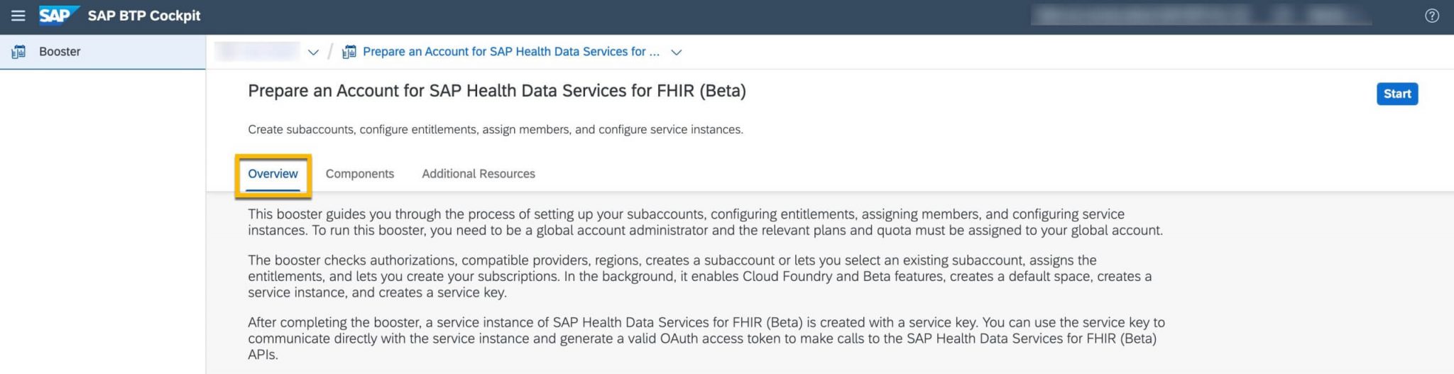 Getting Started Booster for SAP Health Data Services for FHIR