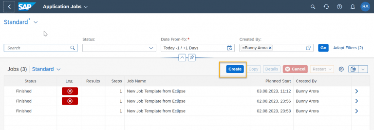 Create Application Logs and attach it to Application Job in ABAP Cloud ...