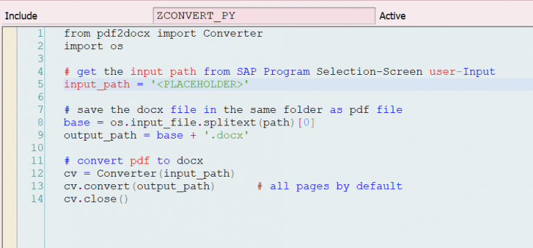 Convert a PDF file to DOCX format within SAP using Python Script - ERP Q&A
