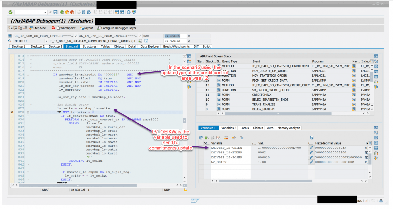 Debugging steps of sales order credit exposure update analysis from SD ...
