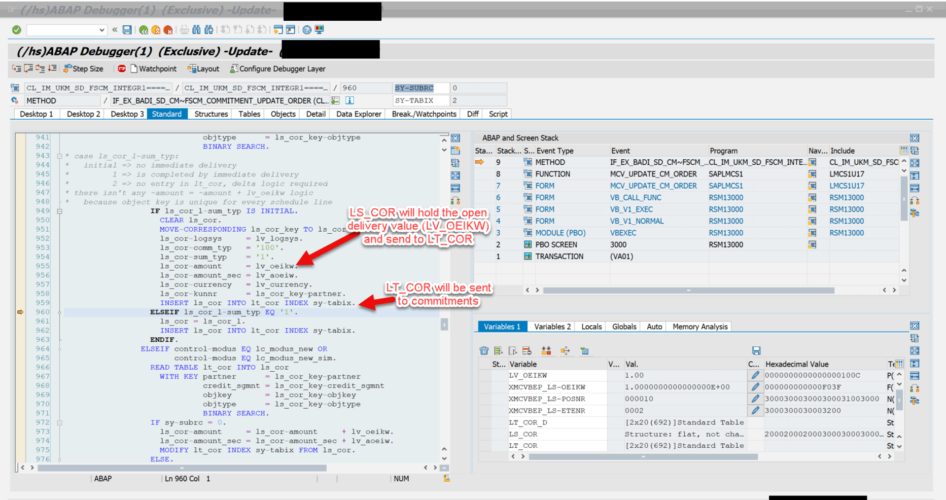Debugging steps of sales order credit exposure update analysis from SD ...