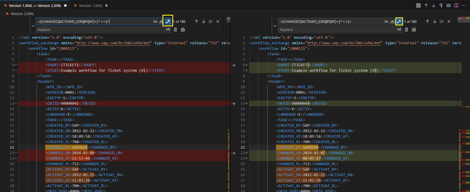 Comparing Workflow Templates in SAP