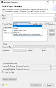 5 shades of input parameter types in calculation views