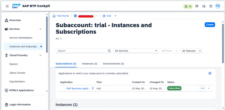 SAP HANA Database Creation from SAP BTP
