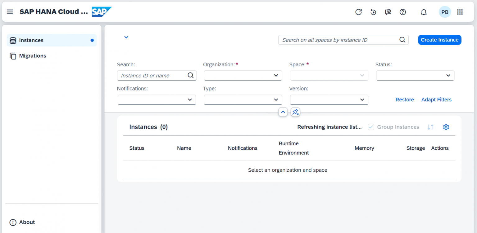 SAP HANA Database Creation from SAP BTP