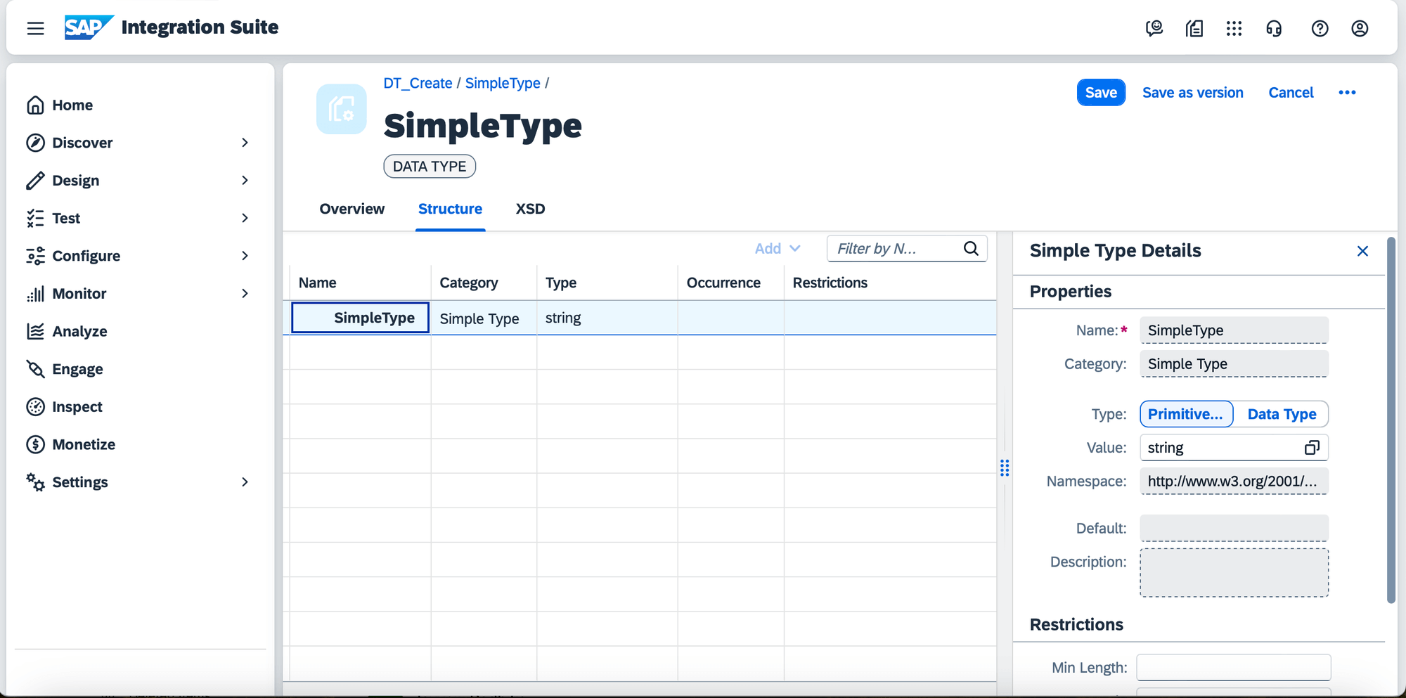 Create Datatype And Message Type Artifact In Cloud Integration
