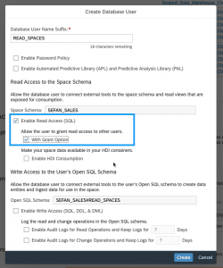 Create a SQL user with access to multiple spaces in SAP Datasphere ...
