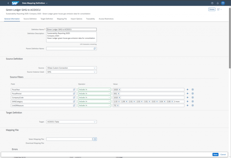 Integrating SAP Green Ledger with SAP Group Reporting