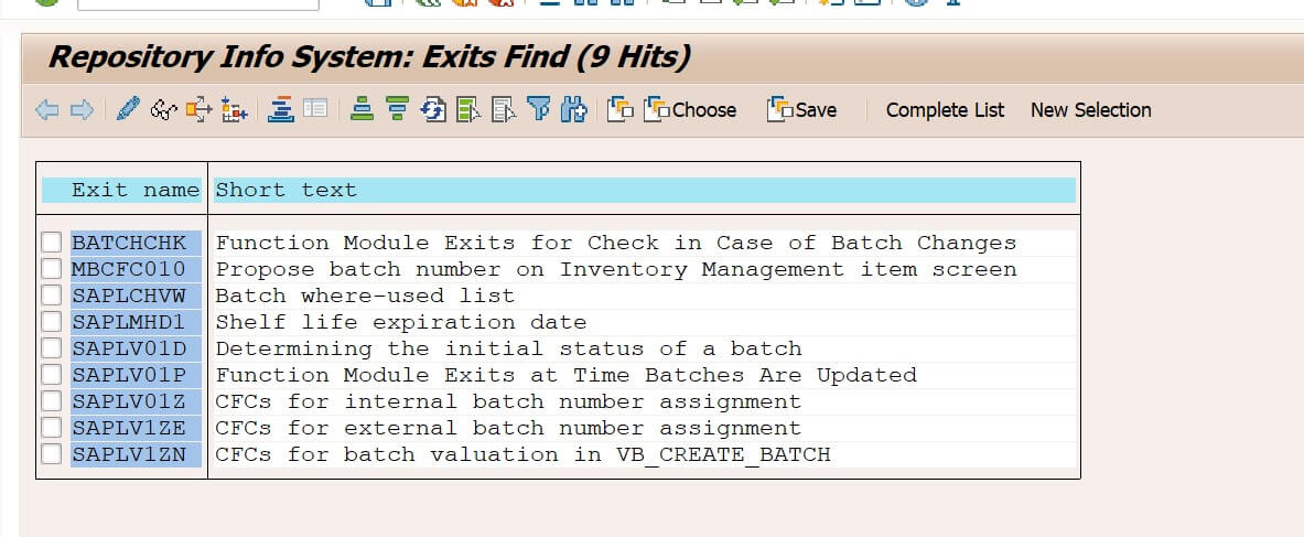 Find Customer/User Exits in SAP ABAP for Batch Management