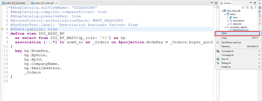 Creating OData Services with CDS using SADL and Annotation